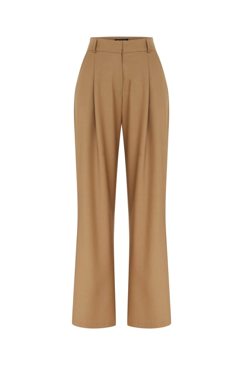 Malea Dökümlü Palazzo Camel Pantolon